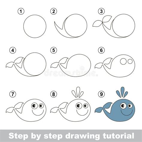 Cómo Dibujar Una Ballena Divertida Ilustración del Vector Ilustración
