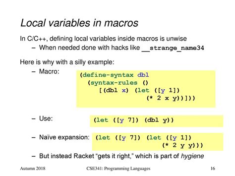 cse341 programming languages lecture 15 macros ppt download