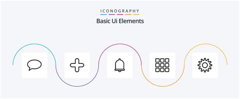 Basic Ui Elements Line 5 Icon Pack Including Gear Squares Alert Shape Web 19680402 Vector