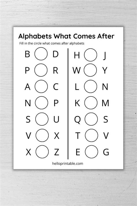Before And After Alphabets Worksheet For Nursery Miss Vrogue Co