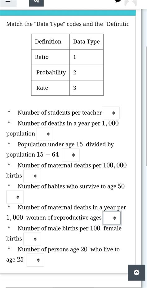 Solved Match The Data Type Codes And The Definitic Chegg Com
