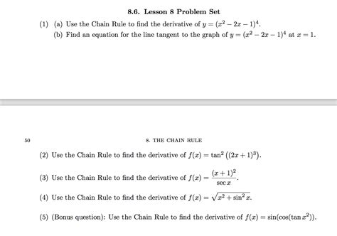 Solved 86 Lesson 8 Problem Set 1 A Use The Chain Rule