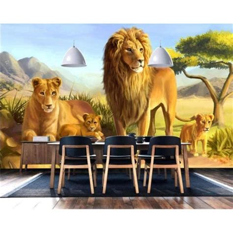 LIWI Fonds D écran D Personnalisé Beau Lion Animaux Papier Peint Canapé Tv Fonds D écran Photo