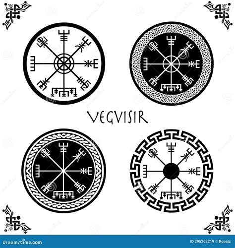 Set Of Viking Vegvisir Futhark Rune Magical Navigator Compass With