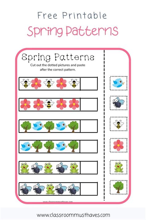 Spring Color The Patterns Worksheets Worksheets Day