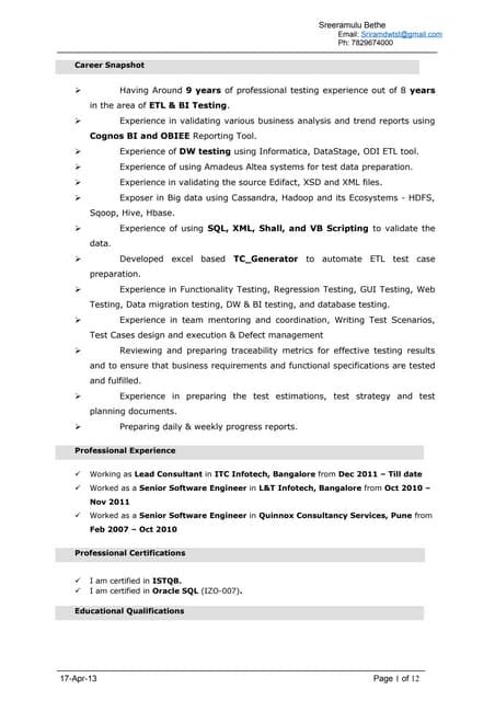 Dwbi Testing Profile Pdf