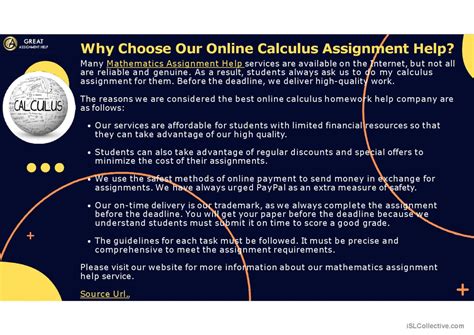 Best Calculus Assignment Help Academ English ESL Powerpoints