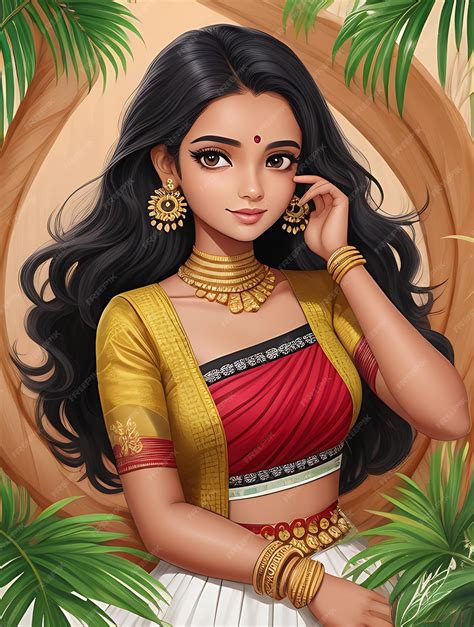 Premium Ai Image Portrait Of A Beautiful Young Girl Of Sri Lanka