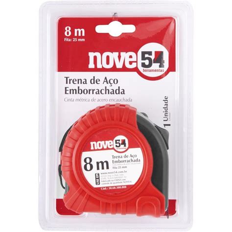 Trena Aço 8mx25mm Emborrachada Nove54