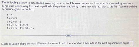 Solved The Following Pattern Is Established Involving Terms Of The