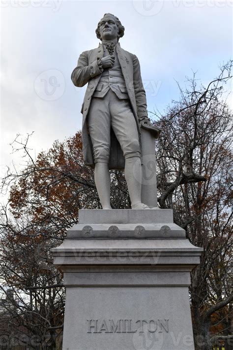 Alexander Hamilton Statue In Central Park New York City It Is Carved