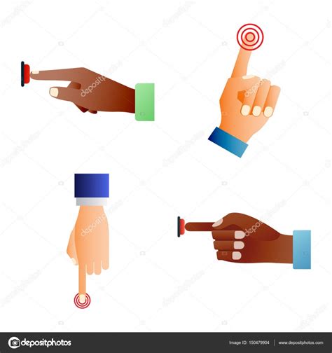 Hand Press Red Button Finger Press Control Push Pointer Gesture Human
