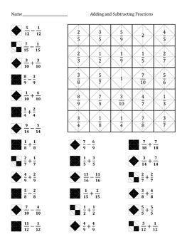 Adding And Subtracting Fractions Color Worksheet By Aric Thomas TpT