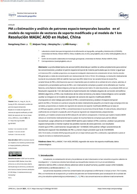 Pm2 5 Estimation And Spatial Temporal Pattern Analysis Based Traducido Revista Internacional