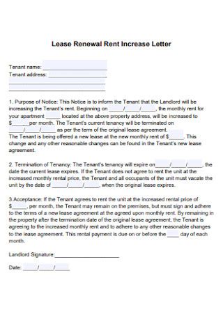 Sample Lease Renewal Letters And Forms In Pdf Ms Word