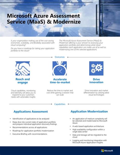 Microsoft Azure Assessment Service Maas And Modernize Datasheet Pdf Cloud Computing Internet