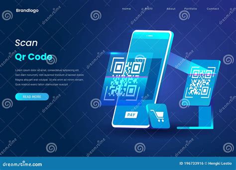 QR Code E Payment Banner D Scanning Barcode On Smartphone Screen And Icons QR Pay Isometric