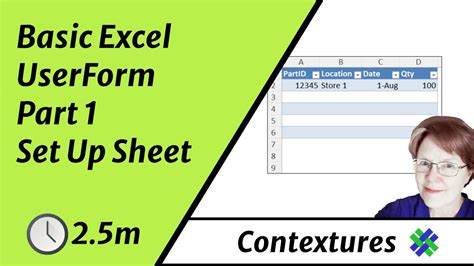 Basic Excel UserForm Part Set Up Worksheet YouTube