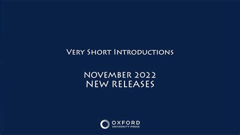 New Releases November 2022 Very Short Introductions YouTube