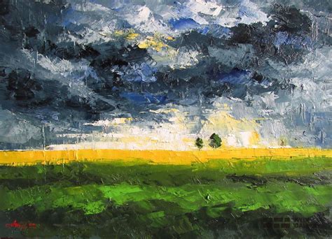 Купити картину «Перед грозою Літо в жанрі літній пейзаж олійними фарбами на полотні в стилі