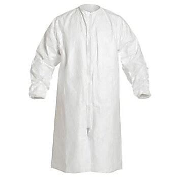 Dupont Tyvek Isoclean Frock White Zip Front Elastic Wrists