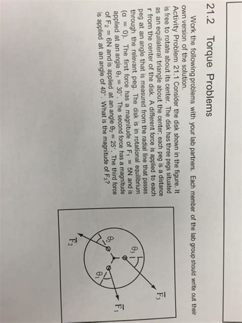 Solved 212 Torque Problems Work The Following Problems With