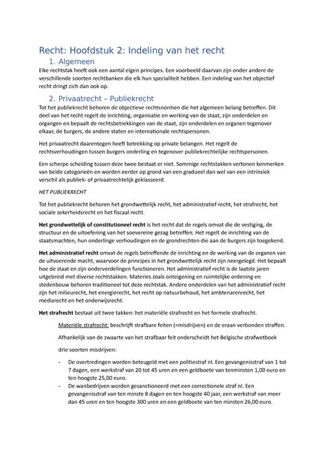 Recht Hoofdstuk 2 Samenvatting Recht Hoofdstuk 2 Indeling Van Het
