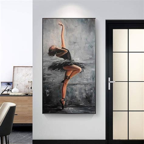 Wall Picture Print On Canvas Xxl Black Wall Art Beautiful Ballerina