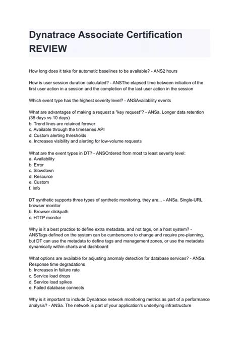 Dynatrace Associate Certification Review 2024 2025 A Score Assured