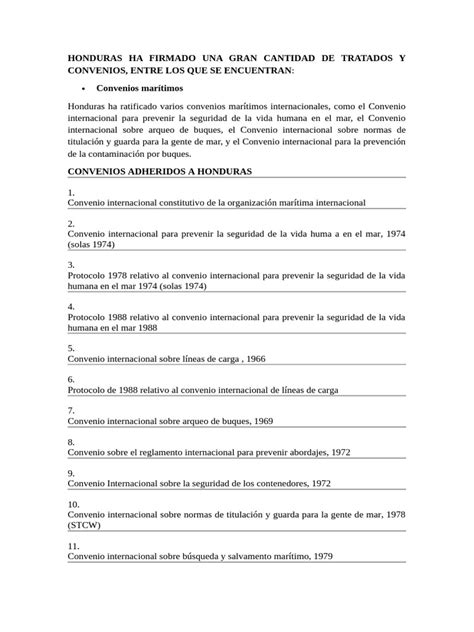 Tratados Y Convenios Pdf Centroamérica Honduras