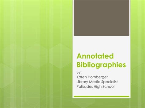 Annotated Bibliographies Ppt