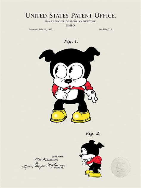 Betty Boop And Bimbo Dolls 1932 Patent Print Set