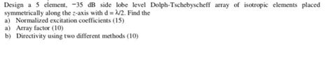 Solved Design A 5 Element 35 Db Side Lobe Level