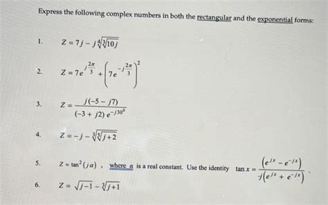Solved Express The Following Complex Numbers In Both The
