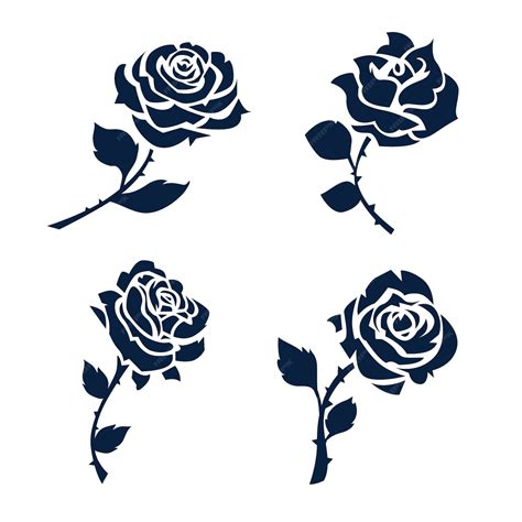 평면 디자인 장미 실루엣 무료 벡터
