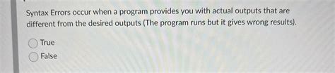 Solved Syntax Errors Occur When A Program Provides You With