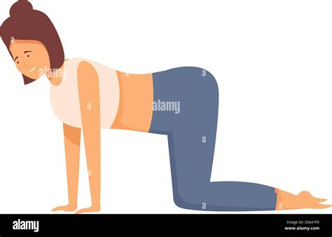 Flat Design Illustration Of A Smiling Woman Performing The Table Pose A Basic Yoga Exercise