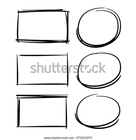 Hand Drawn Scribble Circle Shapes Rectangle Stock Vector Royalty Free 375050293