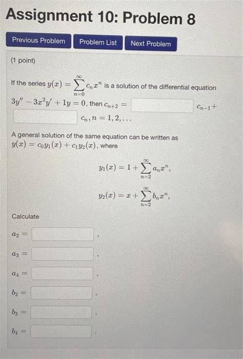 If The Series Y X N 0cnxn Is A Solution Of The Chegg Com