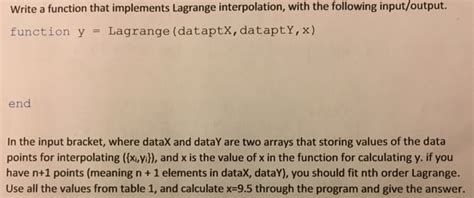 Solved Write A Function That Implements Lagrange
