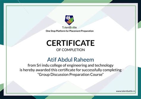 completed group discussion and soft skills workshop atif abdul raheem