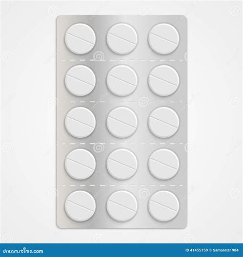 White Realistic Medical Pills In Blister Pack Stock Vector