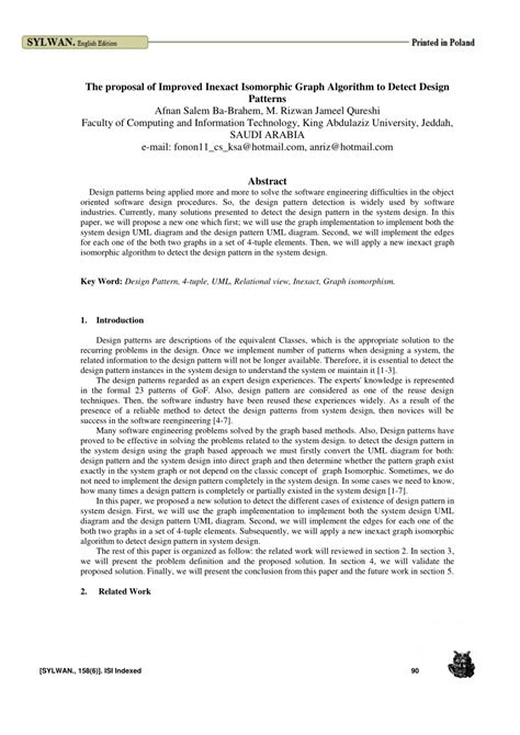 Pdf The Proposal Of Improved Inexact Isomorphic Graph Algorithm To Detect Design Patterns