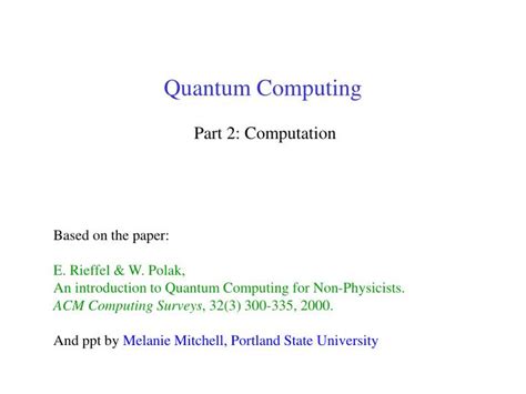 Ppt Quantum Computing Part 2 Computation Powerpoint Presentation Free Download Id5596338