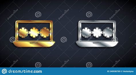 Gold And Silver Laptop With Password Notification Icon Isolated On