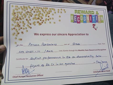 Rewarded And Recognised For Key Performer In Q3 For Achieving Historical