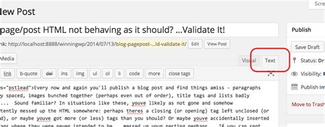 how to find html errors in wordpress posts pages