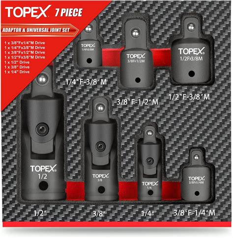 TOPEX Piece Socket Adaptor Set And Universal Joint Socket Adaptor Amazon Com
