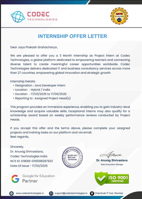 internship codectechnologies javadeveloper careergrowth… jaya