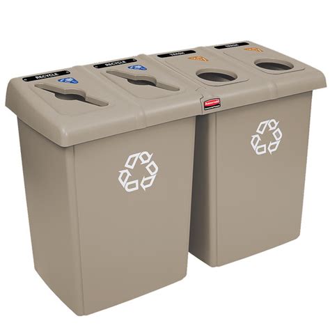 Rubbermaid 1792374 Glutton Beige Rectangular Recycling Station 92 Gallon